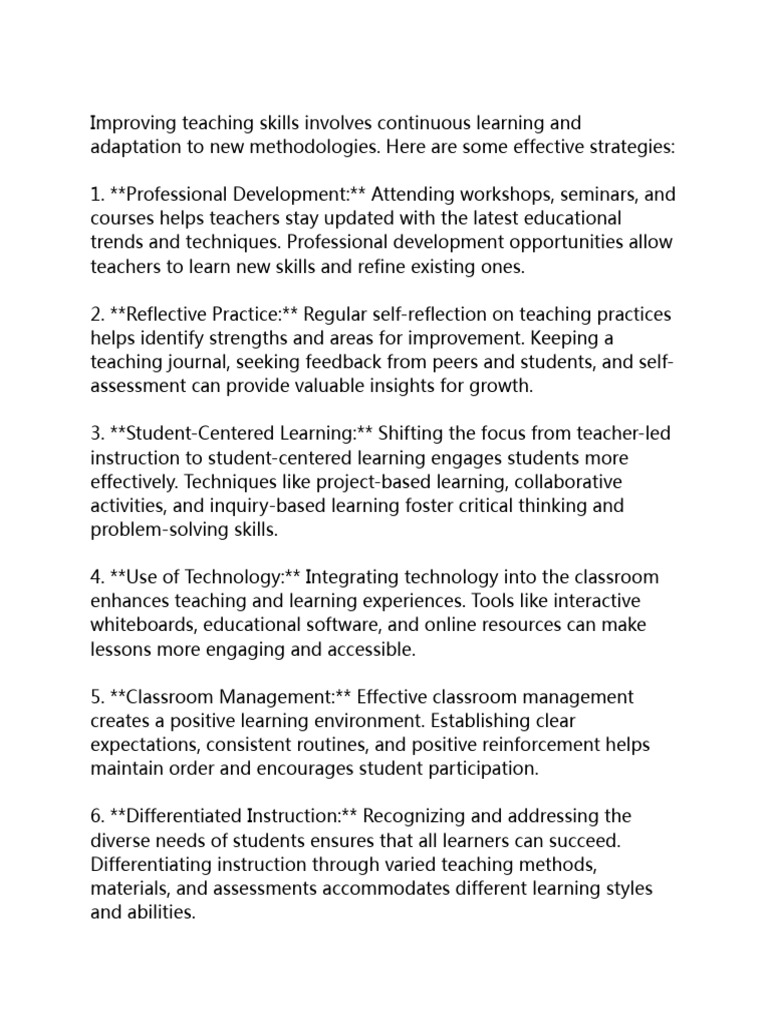 Strategies to Enhance Teaching Skills | PDF | Learning | Teachers