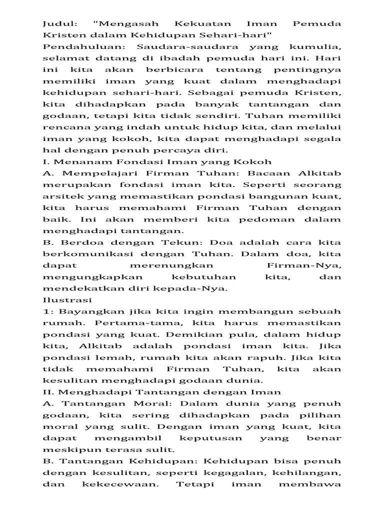 Khotbah Ibadah Pemuda. Baru | PDF | Agama & Spiritualitas