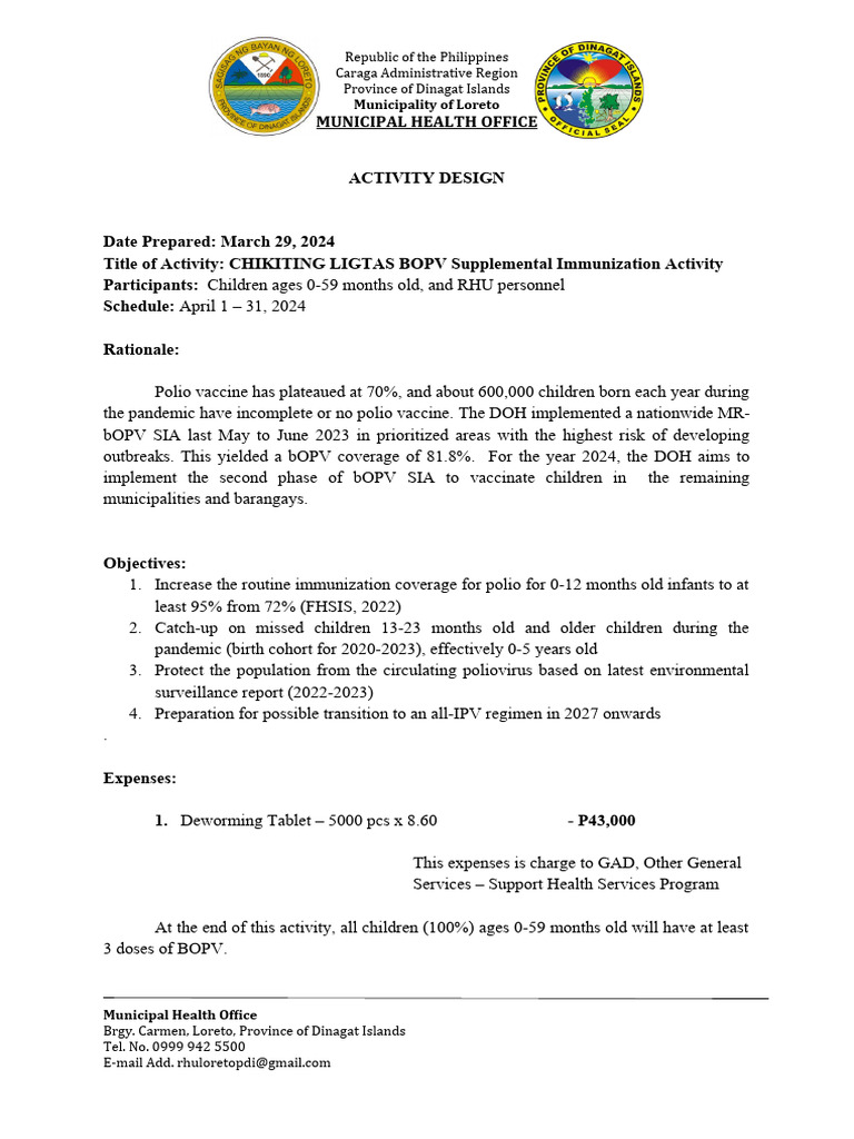 BOPV Supplemental Immunization Activity | PDF | Vaccines | Medicine