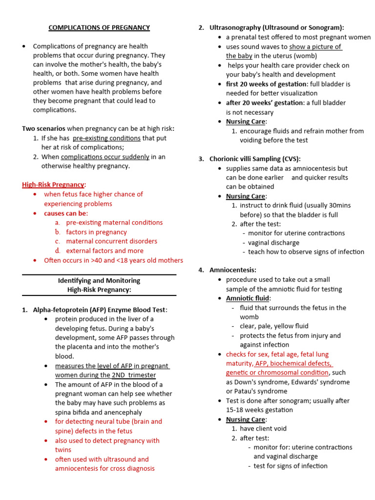 Additional Notes Complications of Pregnancy | PDF | Pregnancy | Miscarriage