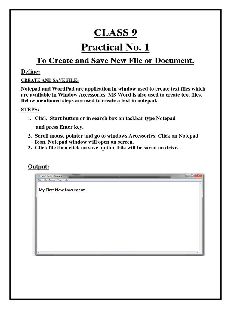 Class 9 Practical 1-10 Steps & Output 2023-24 | PDF | Html | Html Element