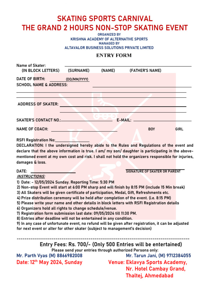 Grand Non-Stop Skating Event 2024 | PDF