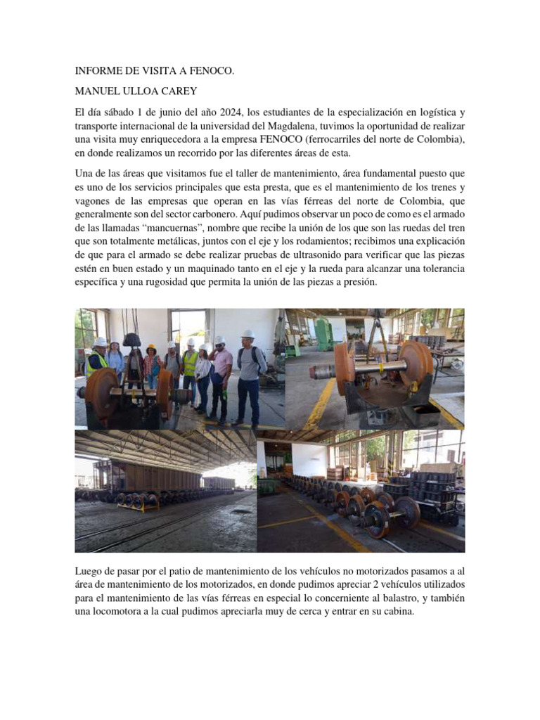 Informe de Visita A Fenoco | PDF | Transporte ferroviario | Tren