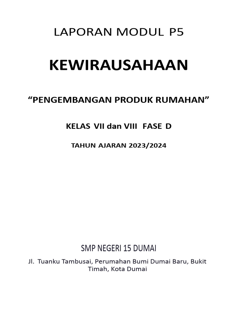 Laporan Modul P5 Kewirausahaan | PDF