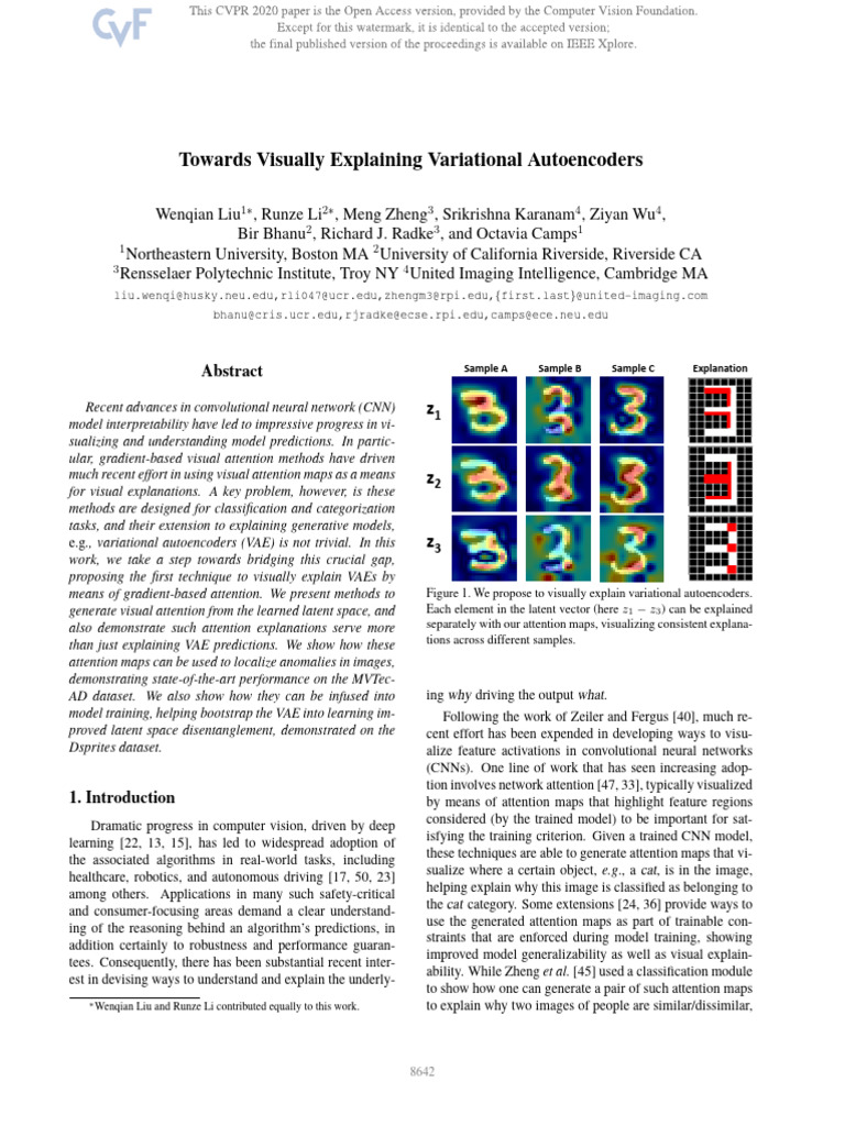 Liu Towards Visually Explaining Variational Autoencoders CVPR 2020 Paper | PDF | Applied ...