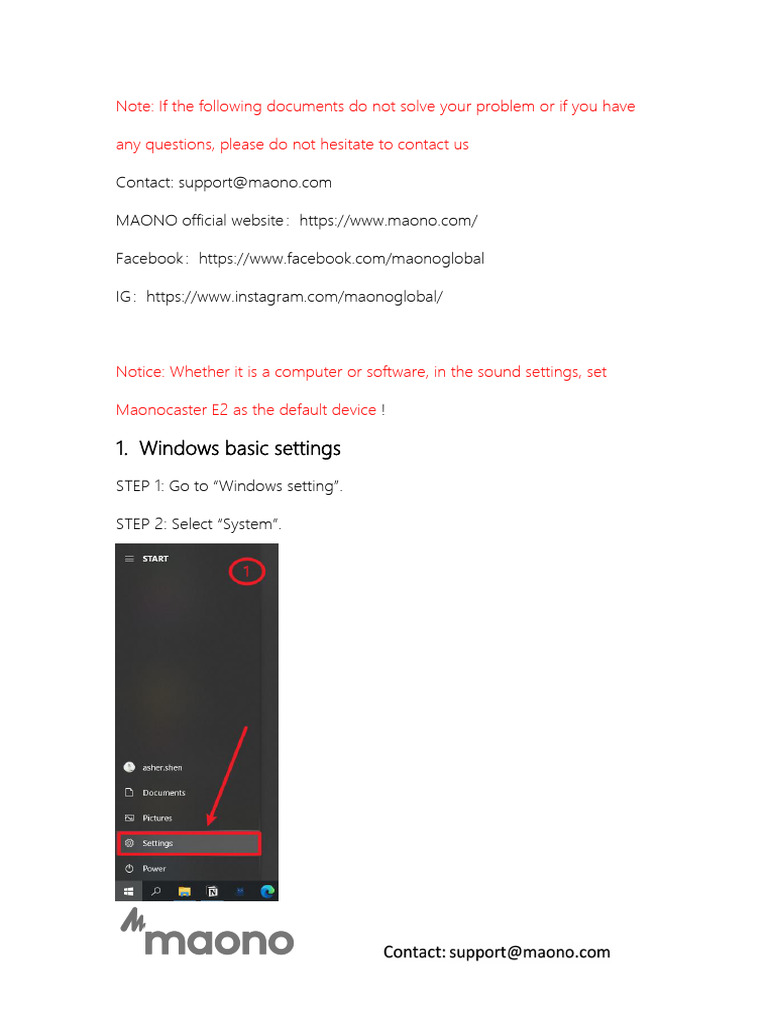 Maonocaster E2 Setting Guide of Host Devices and Common Software 2 ...