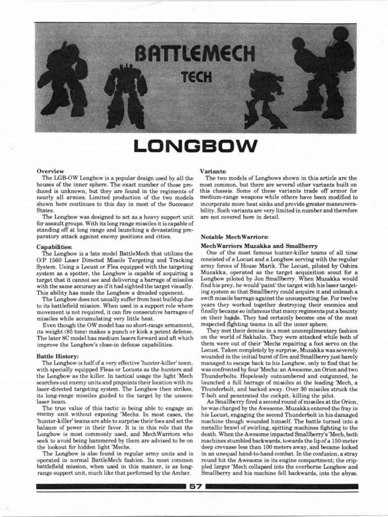 Mechs - Longbow and Others | PDF | Missile | Barrage (Artillery)
