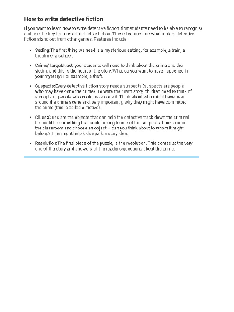 Detective Story Features | PDF