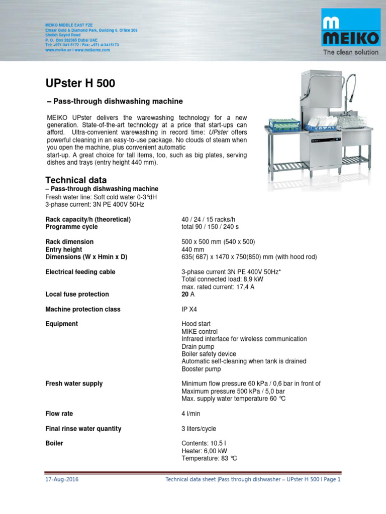 UPster H 500 - Dishwasher | PDF | Dishwasher | Pump