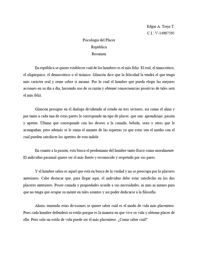 Placer Republica Edgar Trejo | PDF | Placer | Experiencia