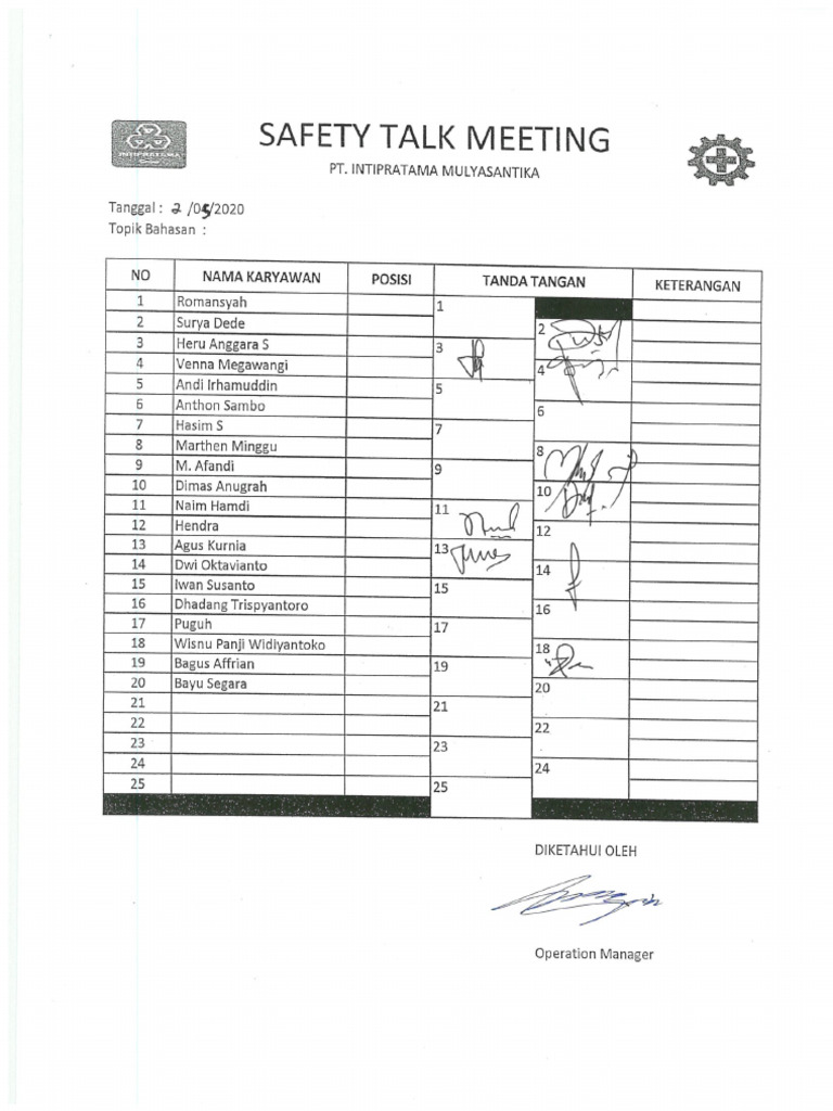 2.2.c - 2. Safety Talk Meeting Mei 2020 | PDF