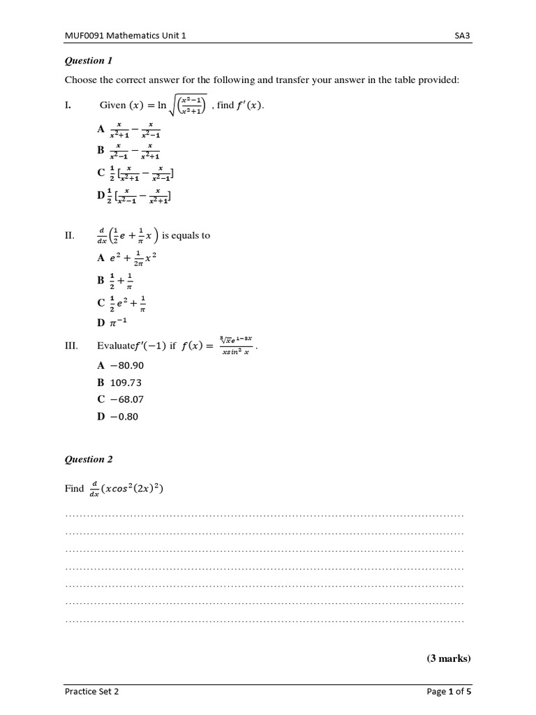 Practice Set 2 | PDF | Applied Mathematics | Mathematics