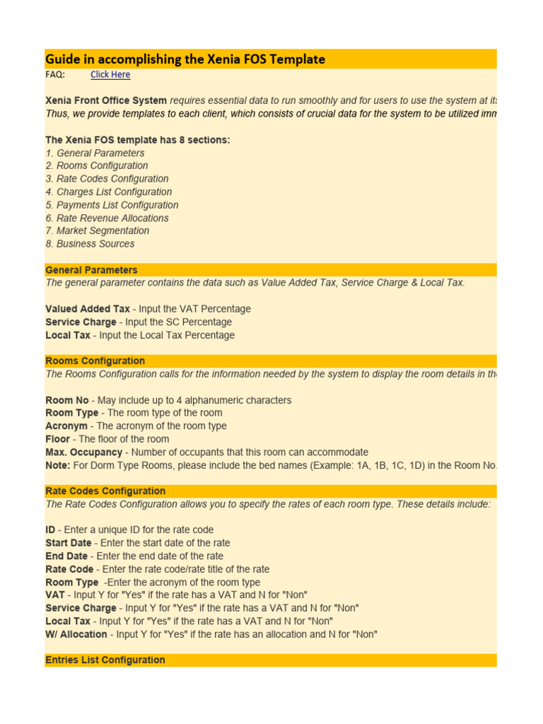 Xenia FOS Template Guide | PDF | Value Added Tax | Market Segmentation