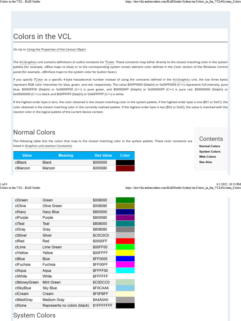 COLORES DELPHI | Download Free PDF | Window (Computing) | Color