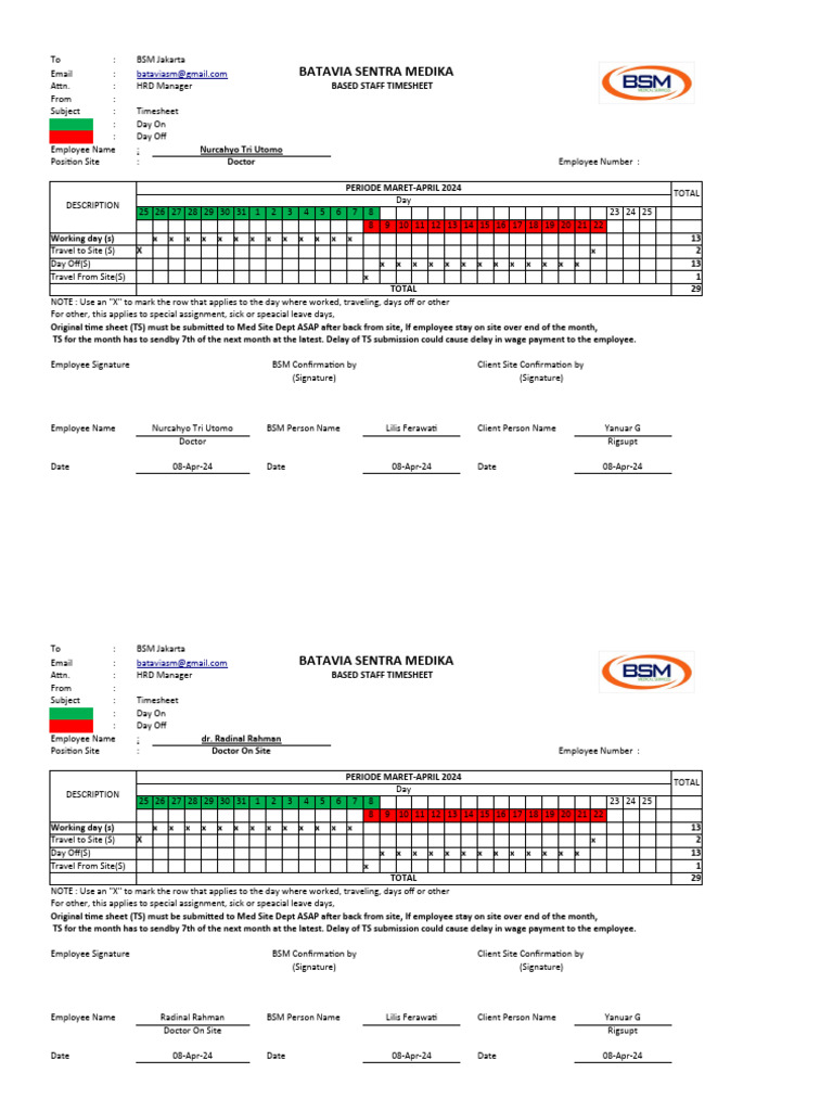 Staff Timesheet for Doctors 2024 | PDF | Employee Relations | Labor ...