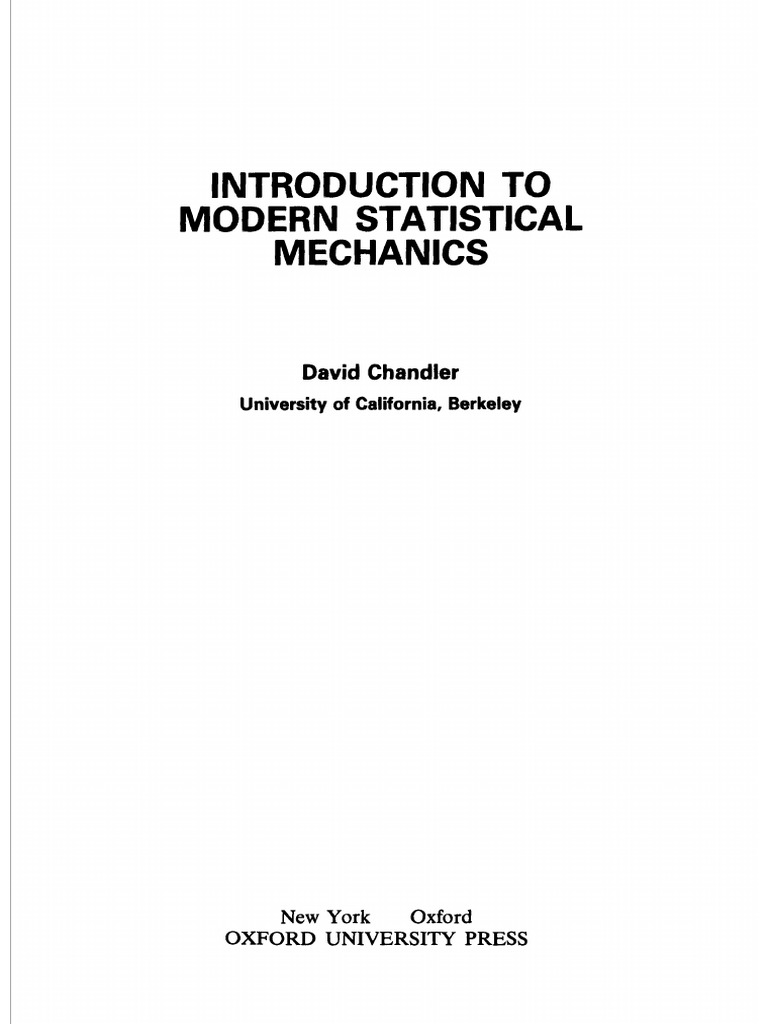 David Chandler - Introduction To Modern Statistical Mechanics | PDF