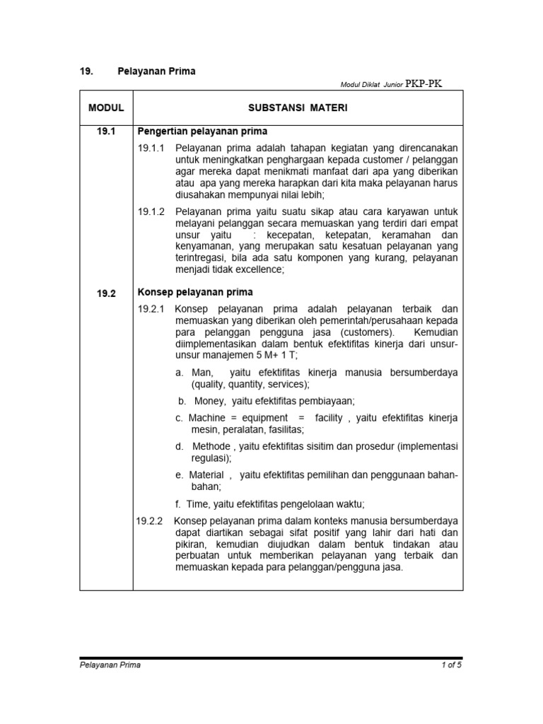 Pelayanan Prima (Junior Modul) | PDF