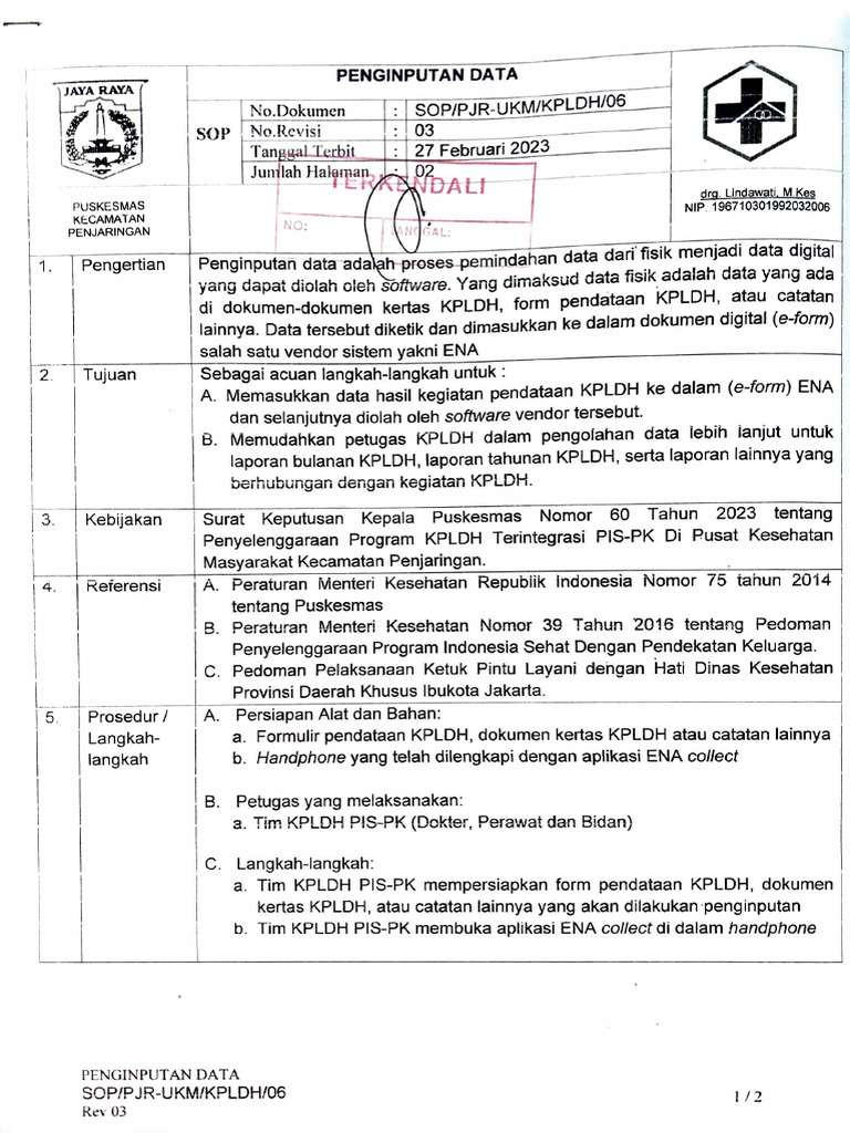 SOP Penginputan Data | PDF