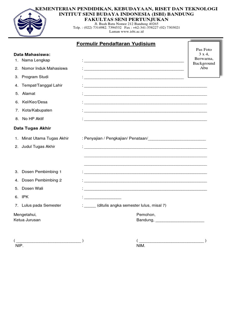 Form Pendaftaran Yudisium | PDF