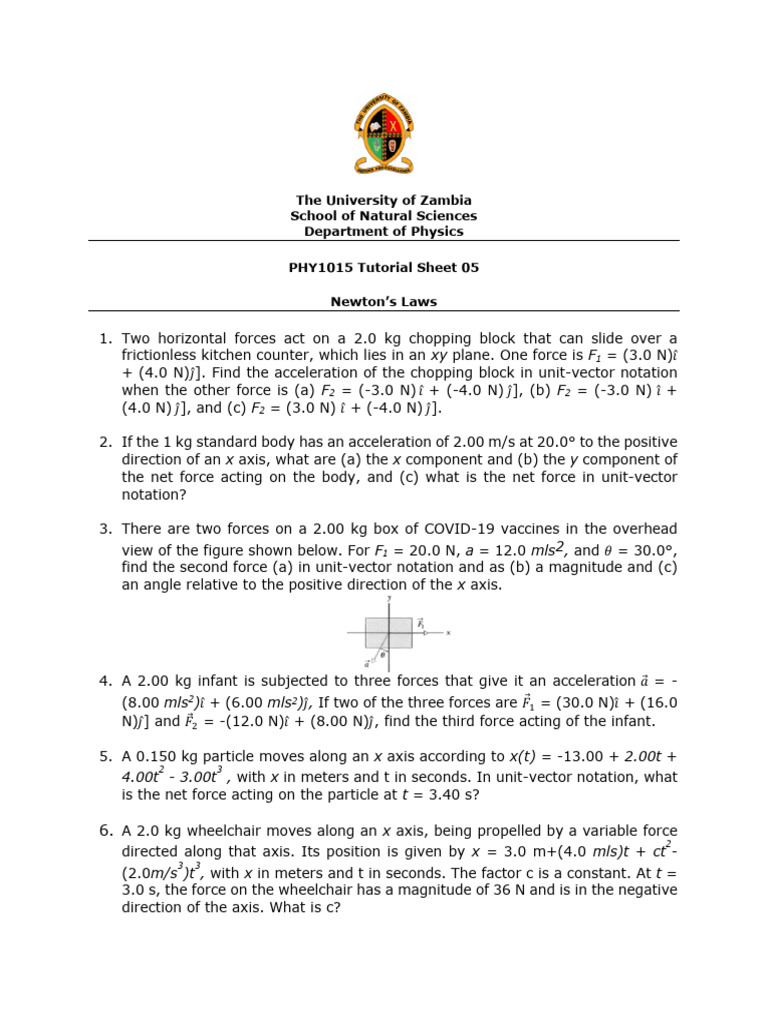 Newton's Laws Physics Tutorial Sheet | PDF | Force | Mechanics