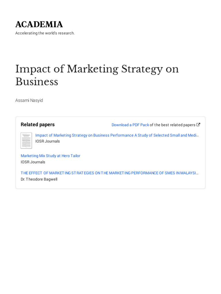 Impact of Marketing Strategy On Business-With-Cover-Page-V2 | Download ...