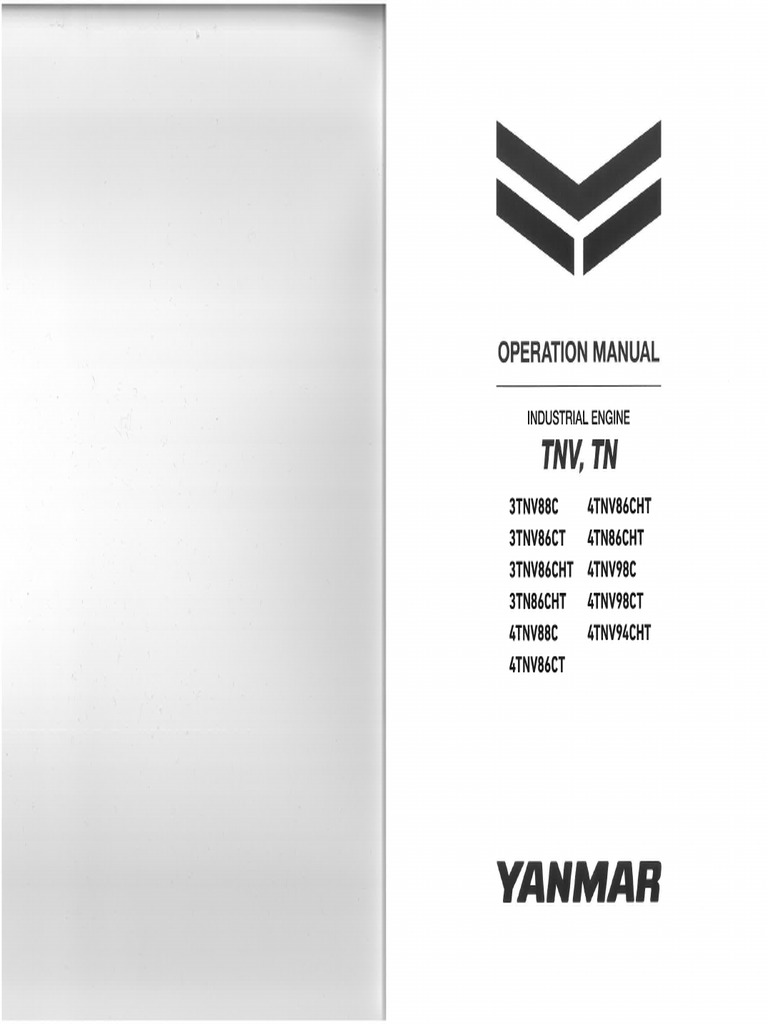 Operation Manual Industr. Engine TNV, TN Yanmar | PDF