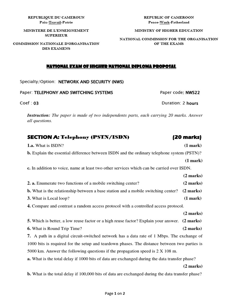 Tel Switching HND Set 2 | PDF | Voice Over Ip | Data Transmission