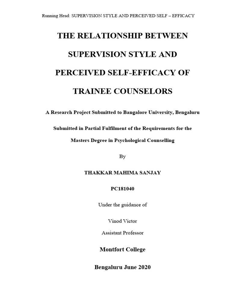 Effect of Supervision Style On Perceived Self Efficacy | PDF | Self ...