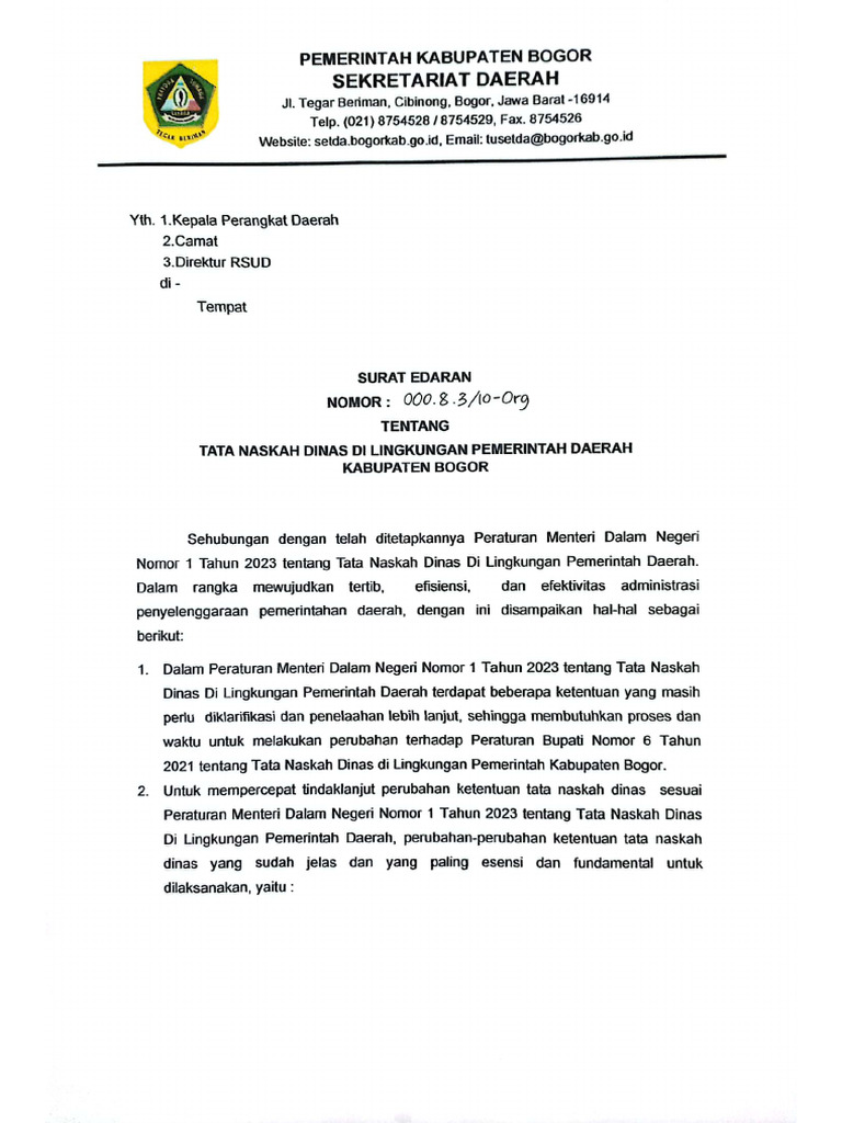 Surat Edaran Tata Naskah Tahun 2023 | PDF Surat Edaran Tata Naskah Tahun 2023 | PDF