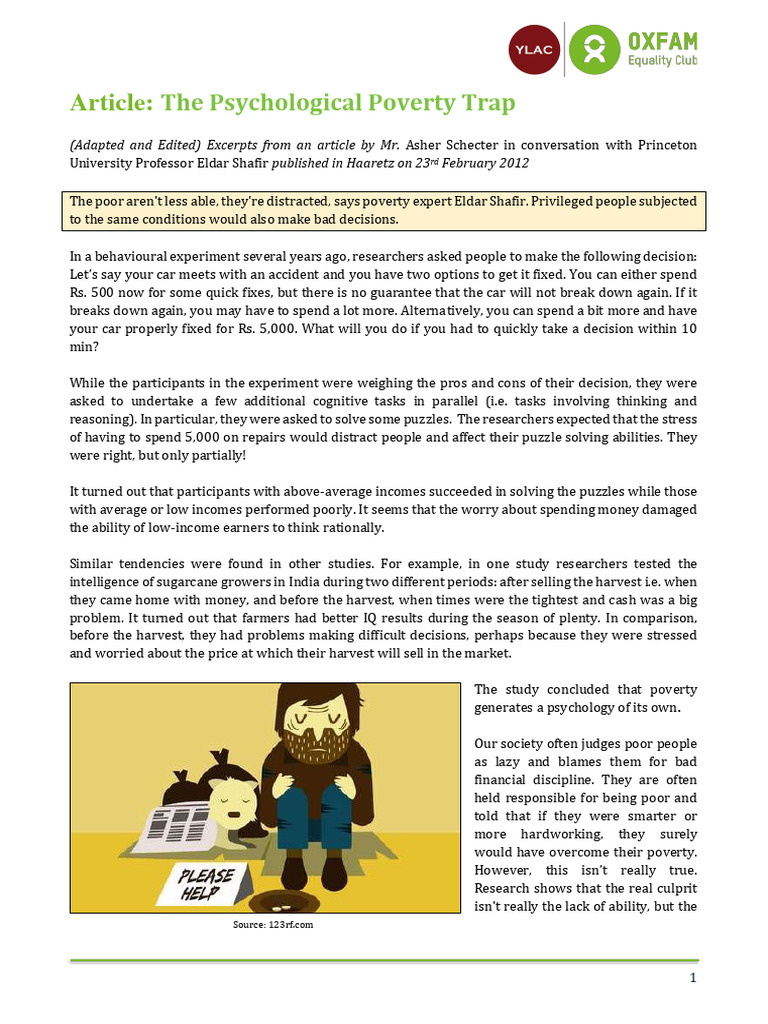 Articles - The Psychological Poverty Trap | PDF | Poverty | Poverty ...