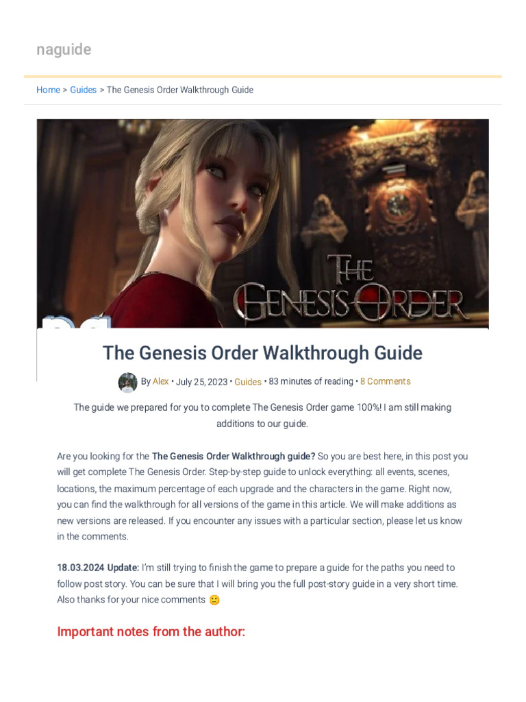 The Genesis Order Walkthrough Guide - Naguide | PDF