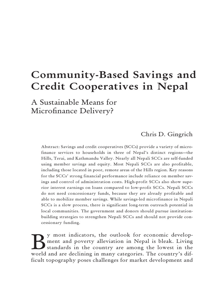 Community-Based Savings and Credit Cooperatives in Nepal - A Susta ...