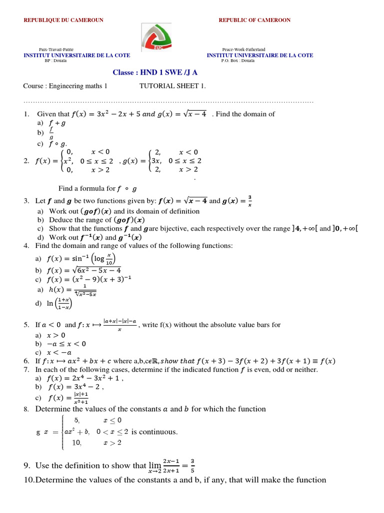 Eng Maths 1 TD 1 | PDF | Analysis | Mathematical Logic