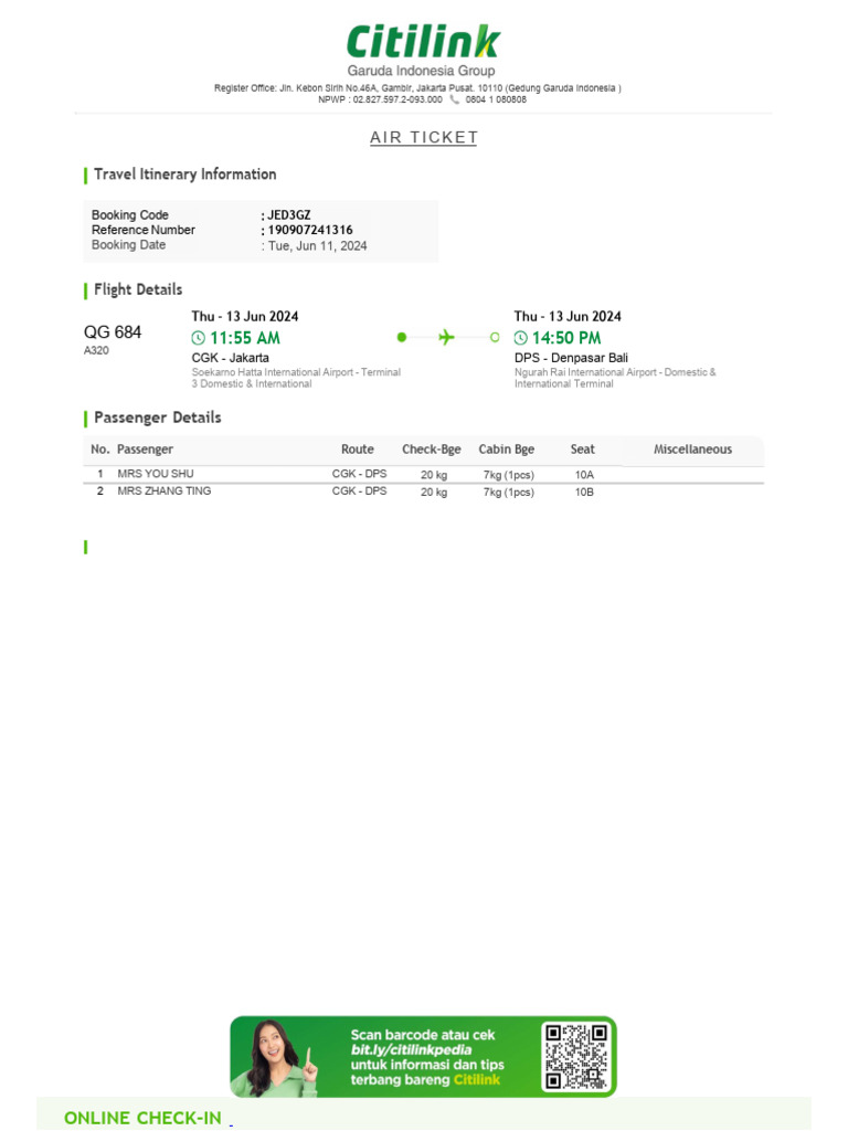 CGK DPS TGL 13 Jun 24 | PDF | Aviation | Transport