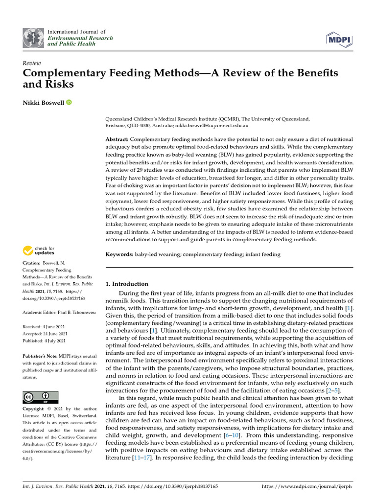 Alimentatia Complementara Metode | PDF | Eating | Risk