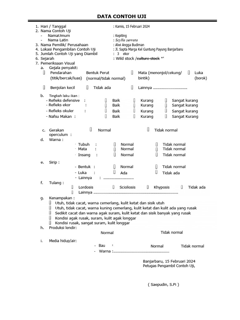 Data Contoh Uji | PDF