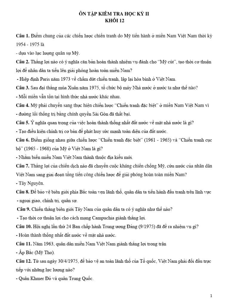 On Tap Hkii Khoi 12 2022 2023 | PDF