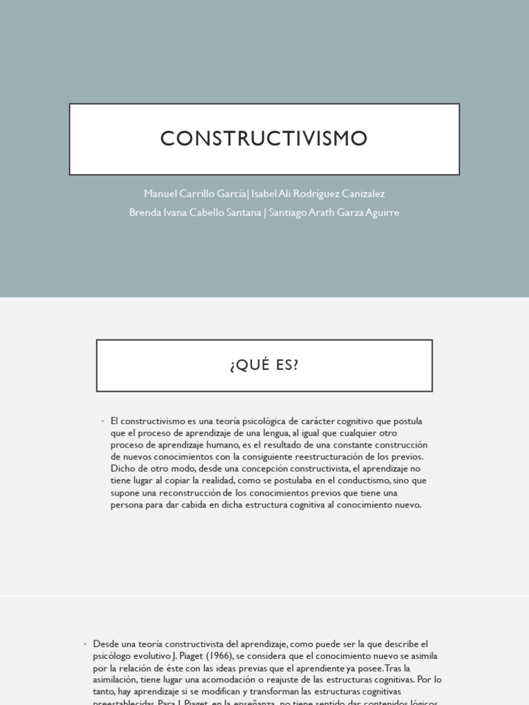 CONSTRUCTIVISMO | PDF | Constructivismo (filosofía de la educación) | Cognición