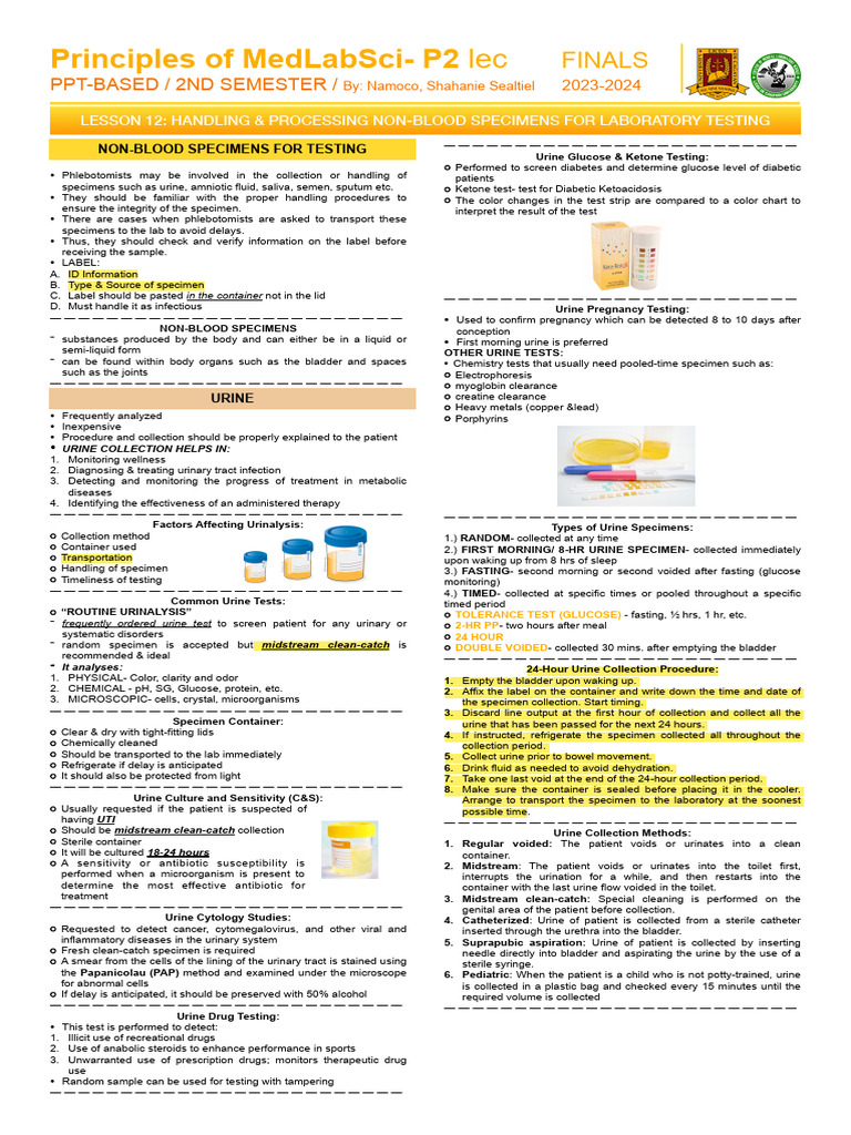 Urine Specimen Collection Procedures | PDF | Cytopathology | Urine