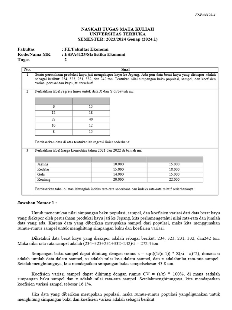 TMK 2 Statistika Ekonomi | PDF | Metode & Bahan Ajar