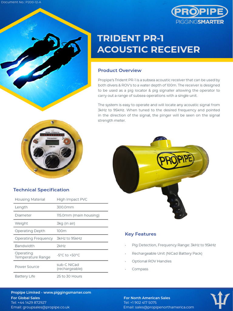 Trident PR-1 Acoustic Receiver Data Sheet Rev 02 | PDF