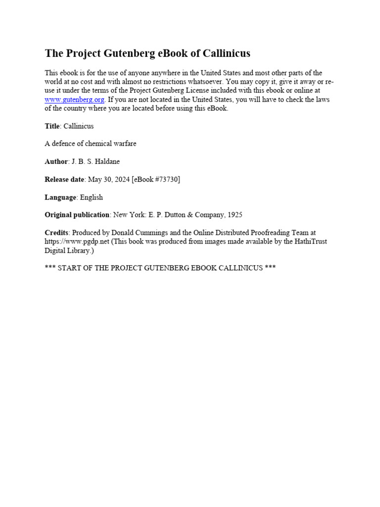 Callinicus A Defence of Chemical Warfare | PDF | Religion & Spirituality