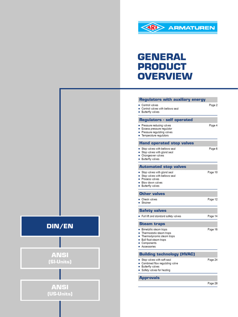 ARI-Armaturen General Product Overview | PDF | Valve | Thermostat