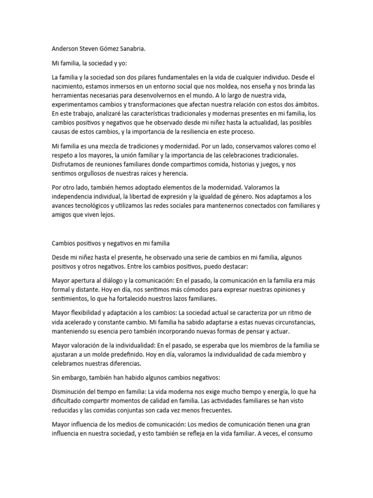Mi familia , la sociedad y yo. | PDF | Familia | Resiliencia psicológica