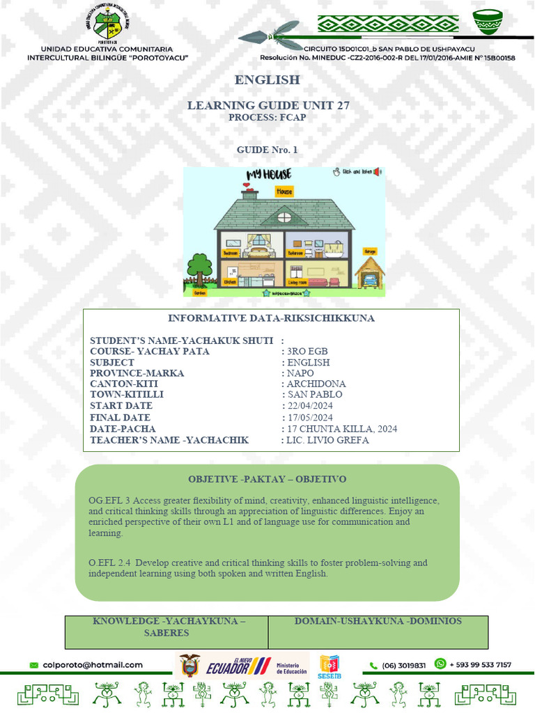 INGLES-GUIA 3ro EGB - Abril | PDF | English As A Second Or Foreign Language | Learning