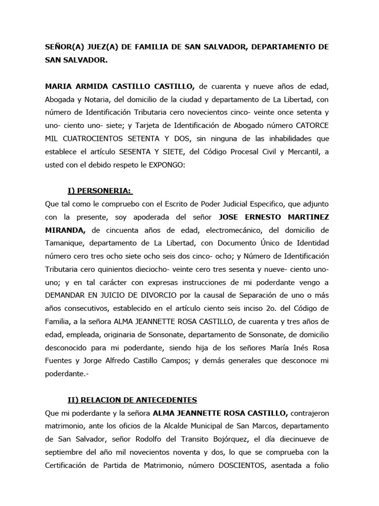 2019 Divorcio Por Separacion Hijos Mayores Jose Ernesto Mabel Astrid ...