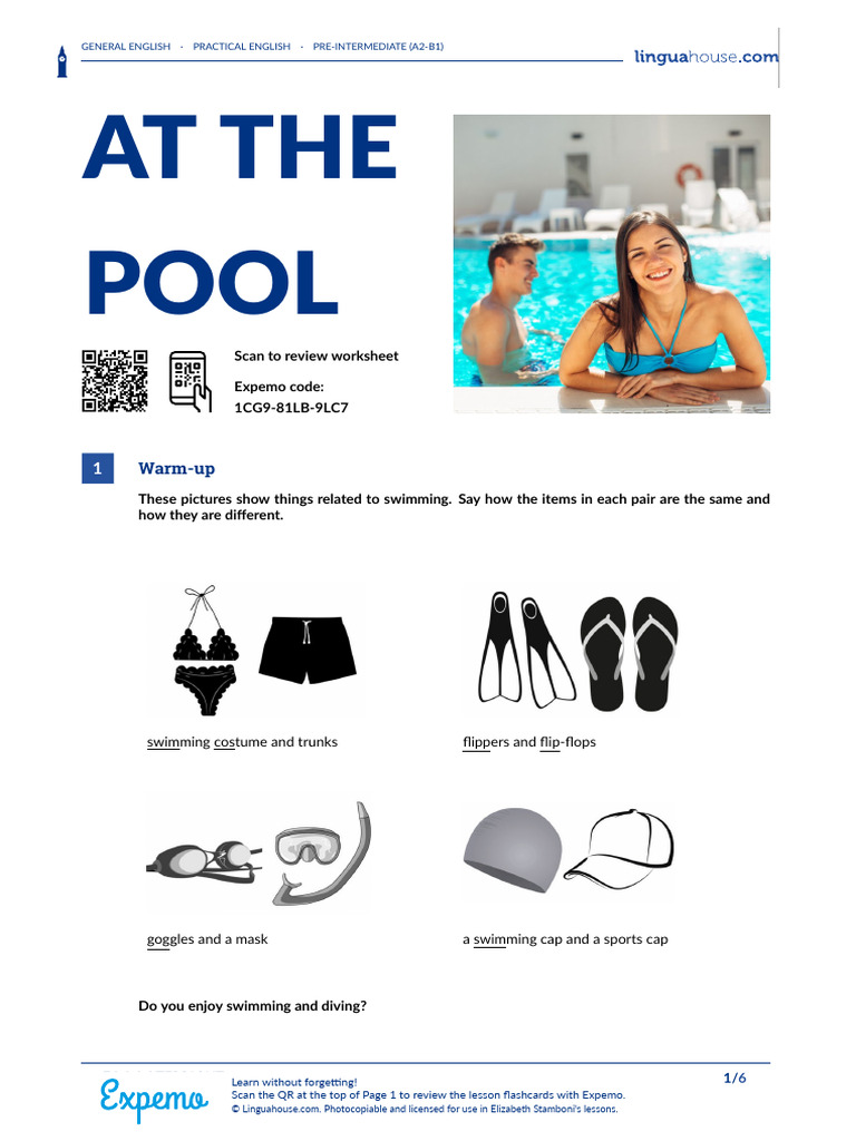 Vocabulary for Swimming Pool Activities | PDF | Swimming