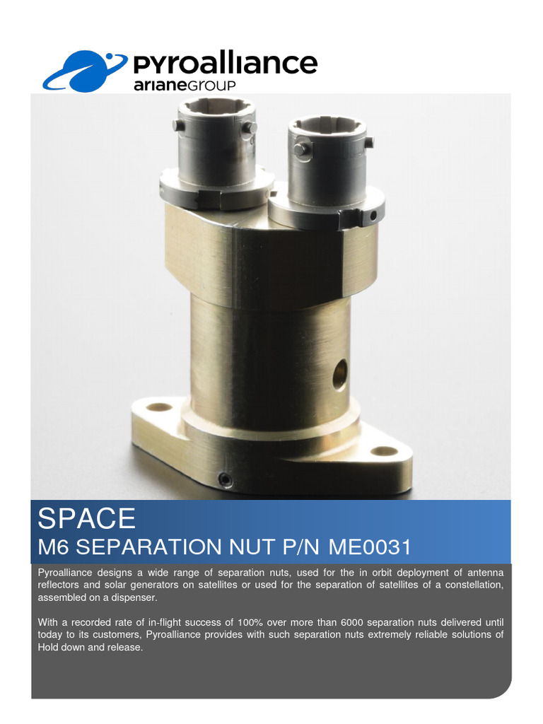 Separation Nut ME0031 Space Pyroalliance 25 04 2019 | PDF