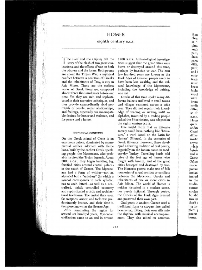 Introduction To Homer (Odyssey) | PDF