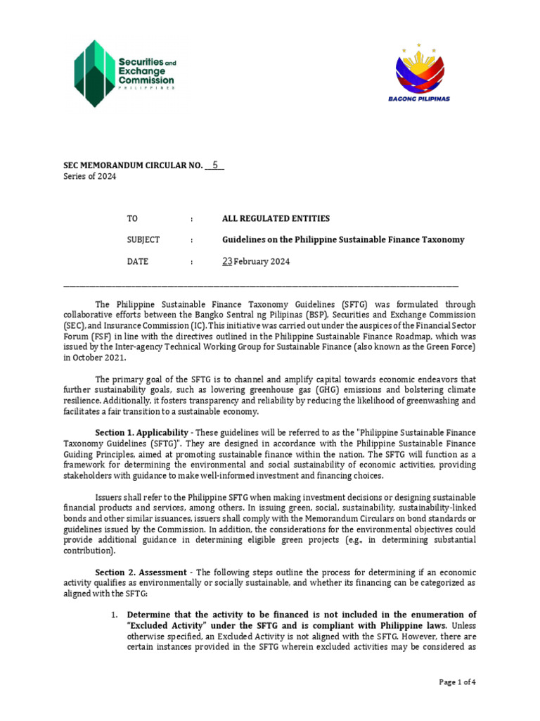 2024MC - SEC MC No. 5, S. of 2024 Guidelines On The Philippine ...